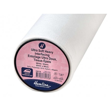 Hemline Ultra-Soft Heavy Iron-on Interfacing – 90cm White