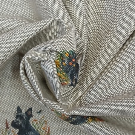 SALE Cotton Rich Linen Look Fabric Scottish Terrier Dog Animal ...