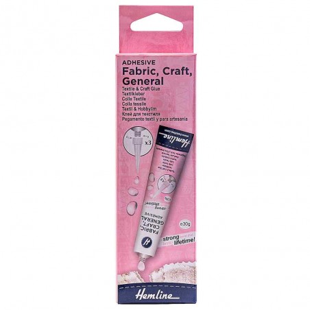 Hemline Fabric & Craft Glue 30g Tube – Strong Adhesive for Multiple Uses