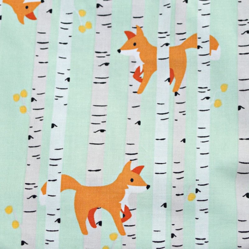 SALE 100% Cotton Fabric Riley Blake Design Good Natured Birch Fox Animal