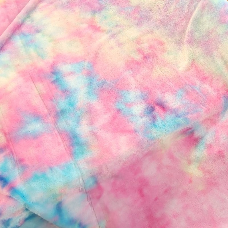 Plush Fur Fleece Fabric Pastel Rainbow 150cm Wide – Soft Faux Fur Fleece