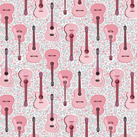 100% Cotton Digital Fabric Dear Stella Shimmer Guitars 112cm Wide
