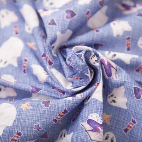 100% Cotton Digital 3D Fabric Little Johnny Denim Ghosts 150cm Wide