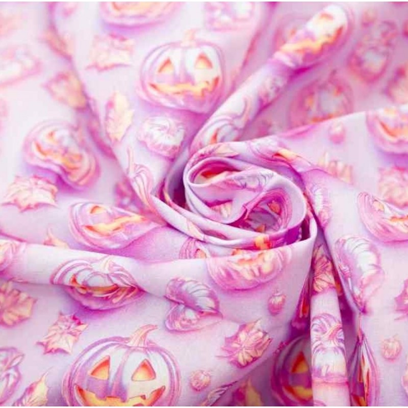 100% Cotton Digital 3D Fabric Little Johnny Pumpkins 150cm Wide