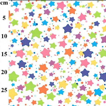 Polycotton Fabric Multi-Coloured Stars – 110cm Wide – Lightweight Craft ...