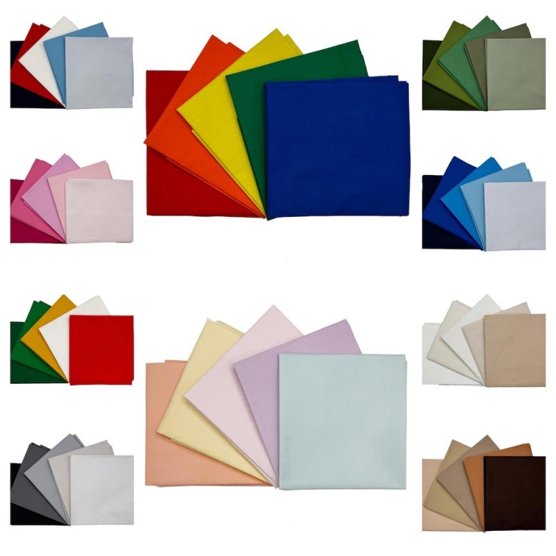 Plain Cotton Percale Fat Quarter Bundles – Pack of 5 FQs