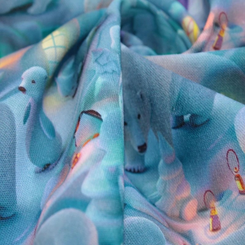100% Digital Cotton Fabric | Little Johnny | 3D Polar Bears Blue ...