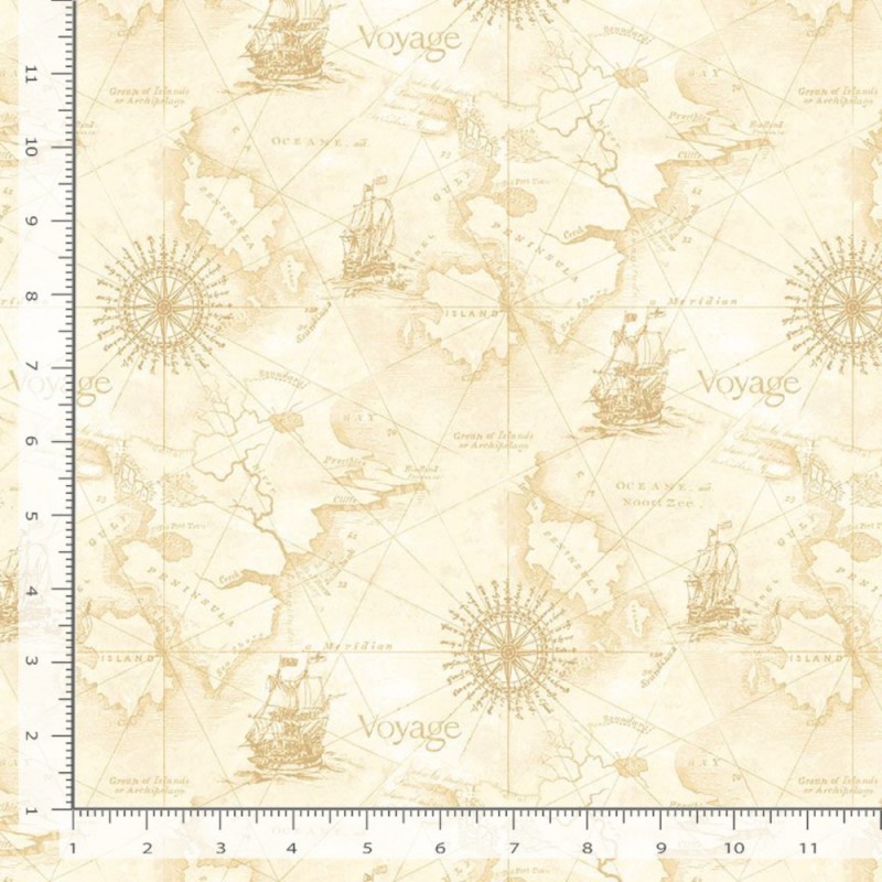 100% Cotton Digital Fabric Timeless Treasures Sea Map Nautical 112cm Wide