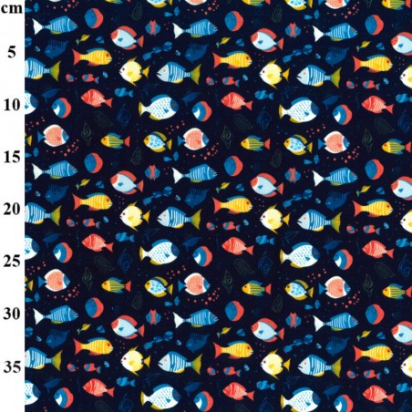 100% Cotton Poplin Fabric Rose & Hubble Colourful Fish Ocean Sea 112cm Wide