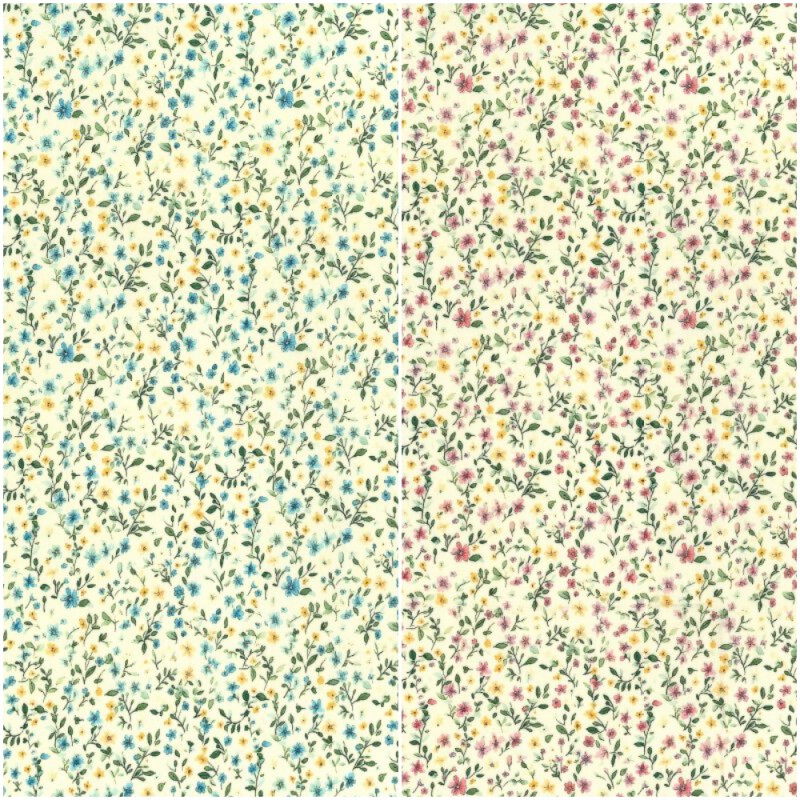 100% Cotton Poplin Fabric Rose & Hubble Floral Flowers Falcon View ...