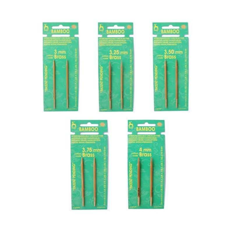 Pony Bamboo Interchangeable Gold End Circular Knitting Pins 3mm - 4mm