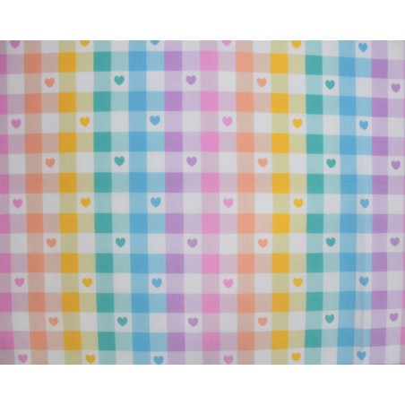Polycotton Fabric Love Check Heart Print Valentines 112cm Wide