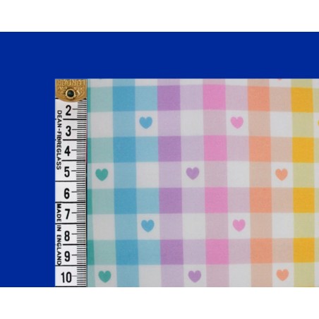 Polycotton Fabric Love Check Heart Print Valentines 112cm Wide