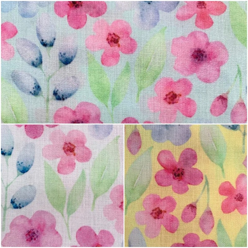 Polycotton Fabric Pastel Floral Blossom Print Craft Clive Avenue 110cm Wide
