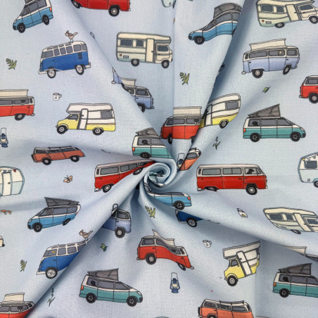 100% Cotton Fabric Emma Lawrence Designs Cozy Campers 140cm Wide