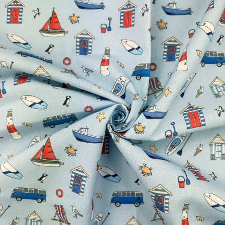 100% Cotton Fabric Emma Lawrence Designs Seaside Stories 140cm Wide