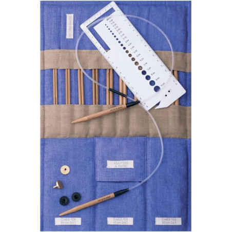 Pony Bamboo Interchangeable Circular Knitting Needle Set with Cotton Case