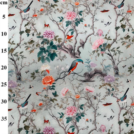 100% Cotton Poplin Fabric Rose & Hubble Fairfield Street Birds Floral ...