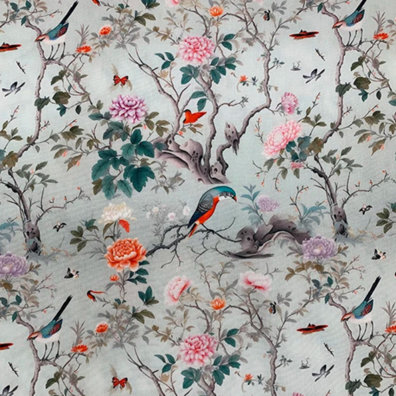 100% Cotton Poplin Fabric Rose & Hubble Fairfield Street Birds Floral ...