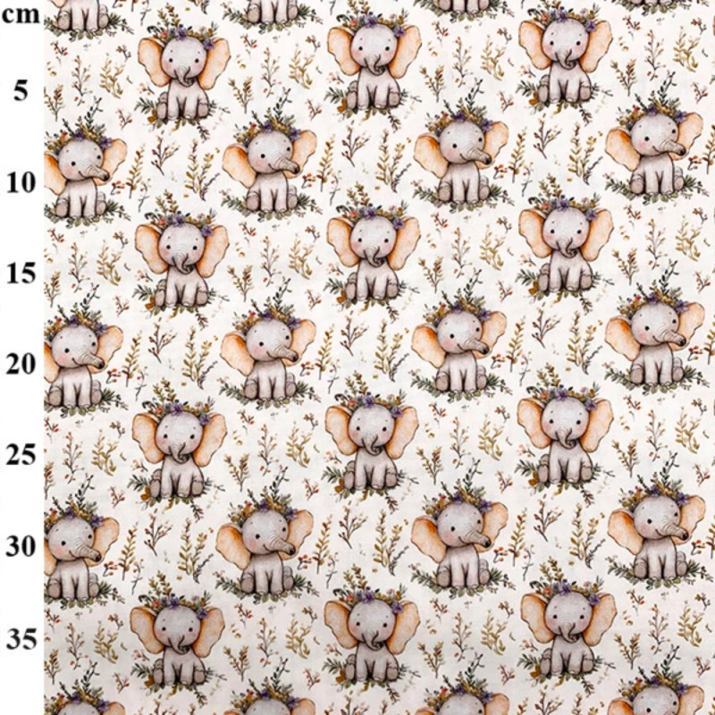 100% Cotton Poplin Fabric Rose & Hubble Regent Avenue Elephant 110cm Wide