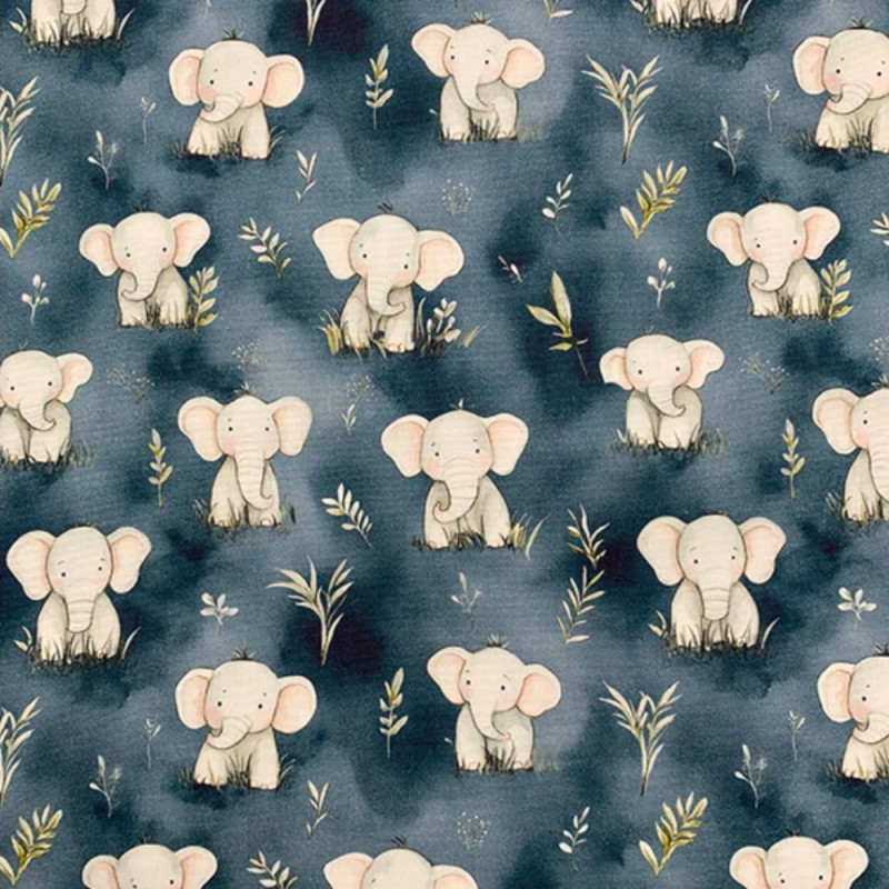 100% Cotton Poplin Fabric Rose & Hubble Aldermans Walk Elephant 110cm Wide