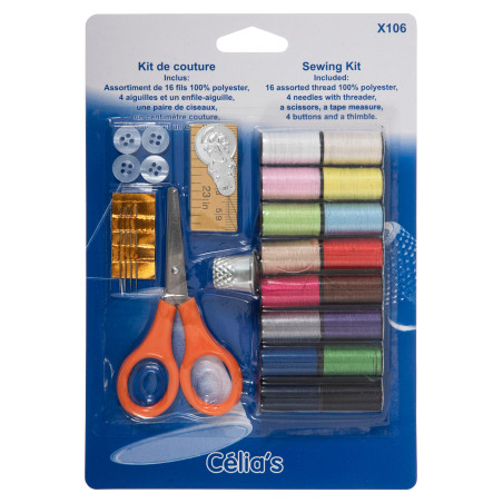 Compact Sewing Kit with Threads Needles Scissors & Accessories