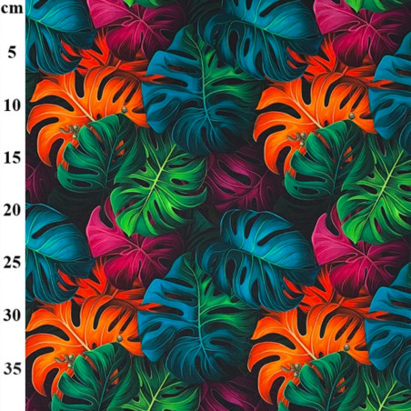 100% Cotton Poplin Fabric Rose & Hubble Farrier Road Tropical Monstera ...