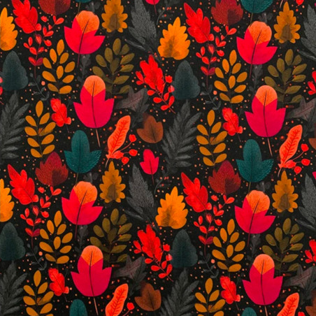100% Cotton Poplin Fabric Rose & Hubble Glenbank Close Autumn Leaves ...