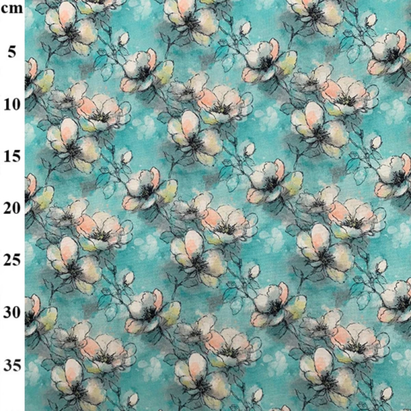 100% Cotton Poplin Fabric Rose & Hubble Scotton Drive Floral Print ...