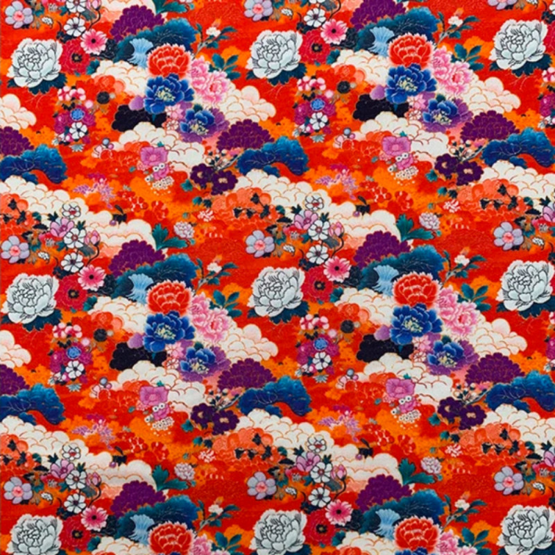 100% Cotton Poplin Fabric Rose & Hubble Satinwood Close Japanese Floral ...