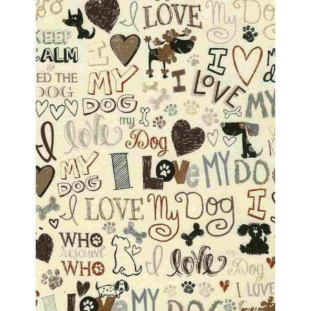 (REMNANT) 100% Cotton Fabric Timeless Treasures I Love My Dog Puppies ...