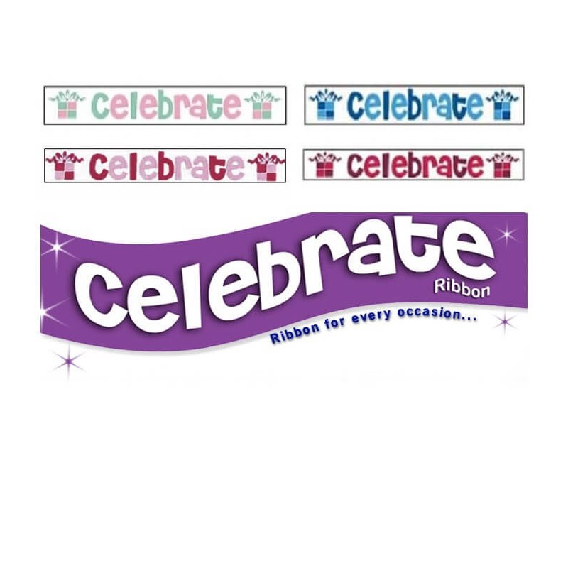 Celebrate Ribbon 25mm x 3m Party Birthday Multi Colour Celebration