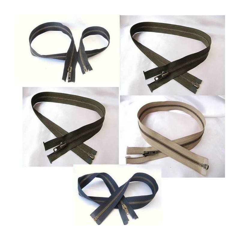 Brass Zip Fastener Open Ended 56cm - 76cm No.5 Weight