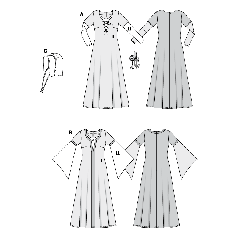 Burda Sewing Pattern 7468 Middle Age Dress & Bonnet Fancy Dress Cos...