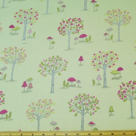 100% Cotton Fabric Lifestyle Woodland Forest Trees 140cm Wide