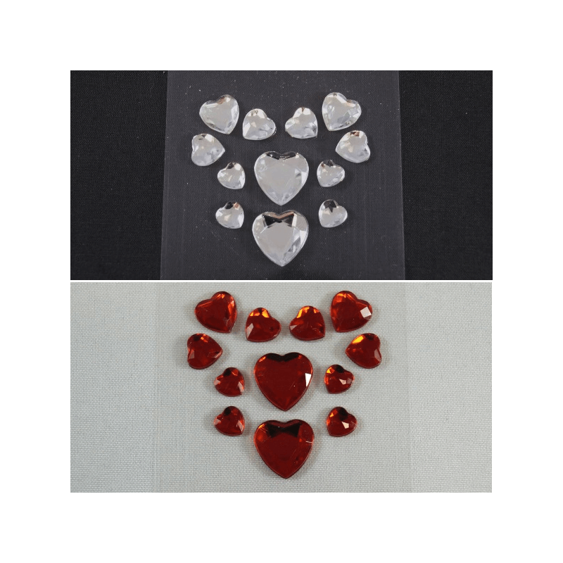 12 x Various Size Heart Diamante Embellishments Craft Cardmaking Sc...