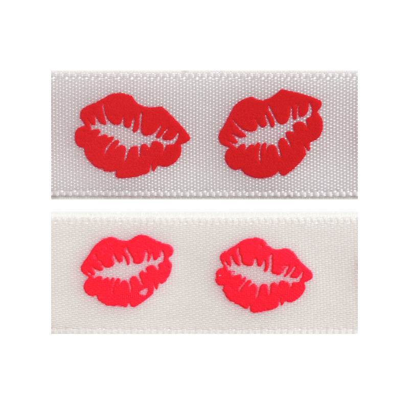 Celebrate Ribbon 15mm x 3.5m Kiss Lips On White Valentines