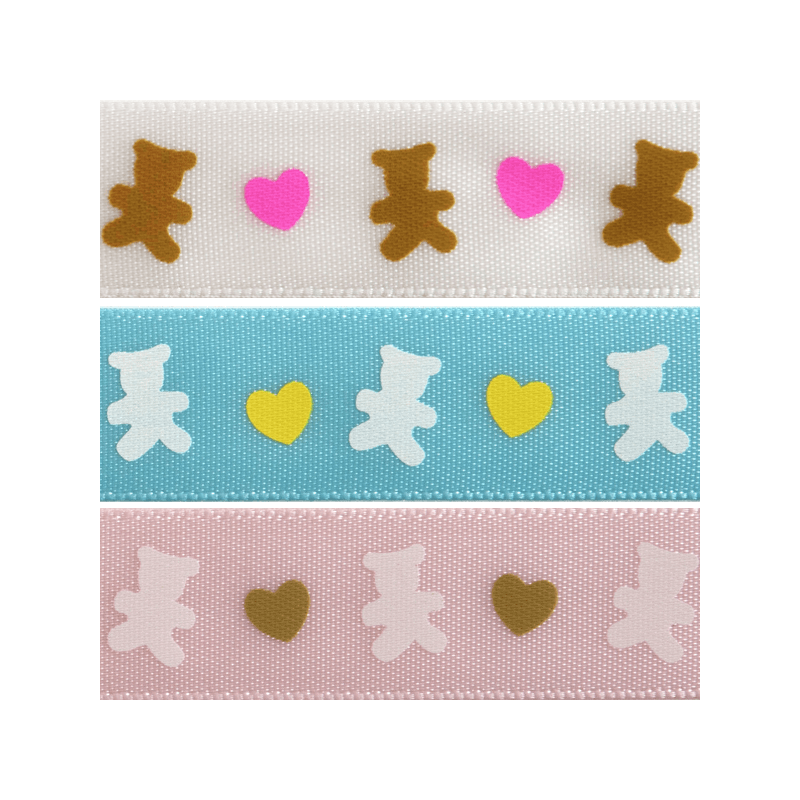 Celebrate Ribbon 15mm x 3.5m Teddy Bears With Hearts Multi Colour