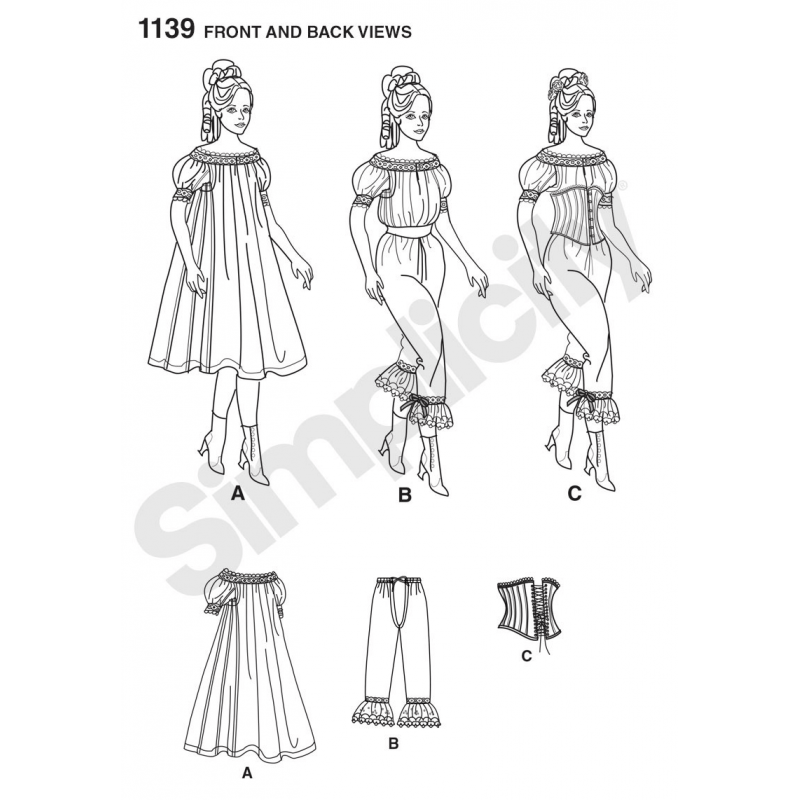 Simplicity Sewing Pattern 1139 Misses Civil War Undergarments Vinta...