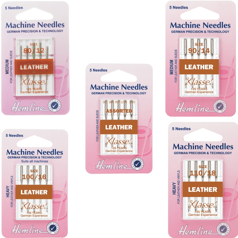 Hemline Leather Sewing Machine Needles Klasse Chisel Point