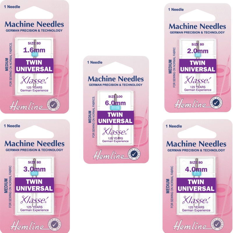Hemline Twin Universal Sewing Machine Needles Klasse