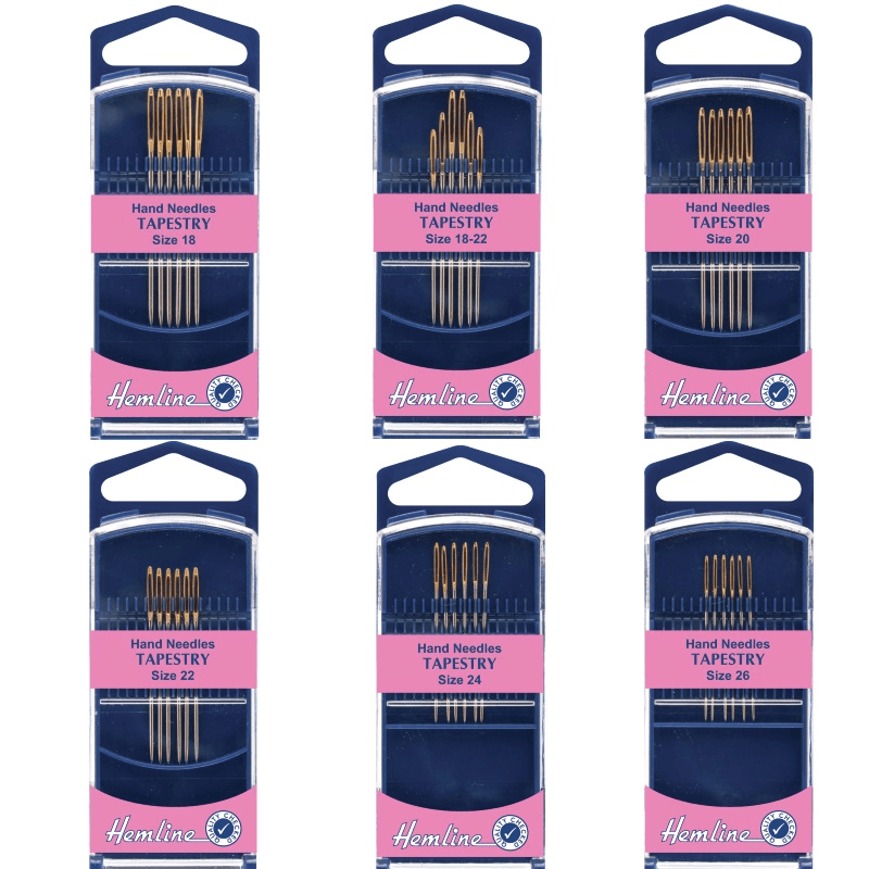 Hemline Premium Tapestry Hand Gold Eye Sewing Needles In Various Sizes