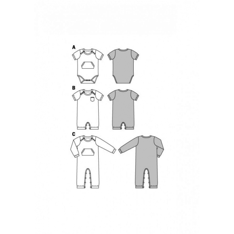 Kids Babies Bodysuit Babygrow Romper Burda Sewing Pattern 9384