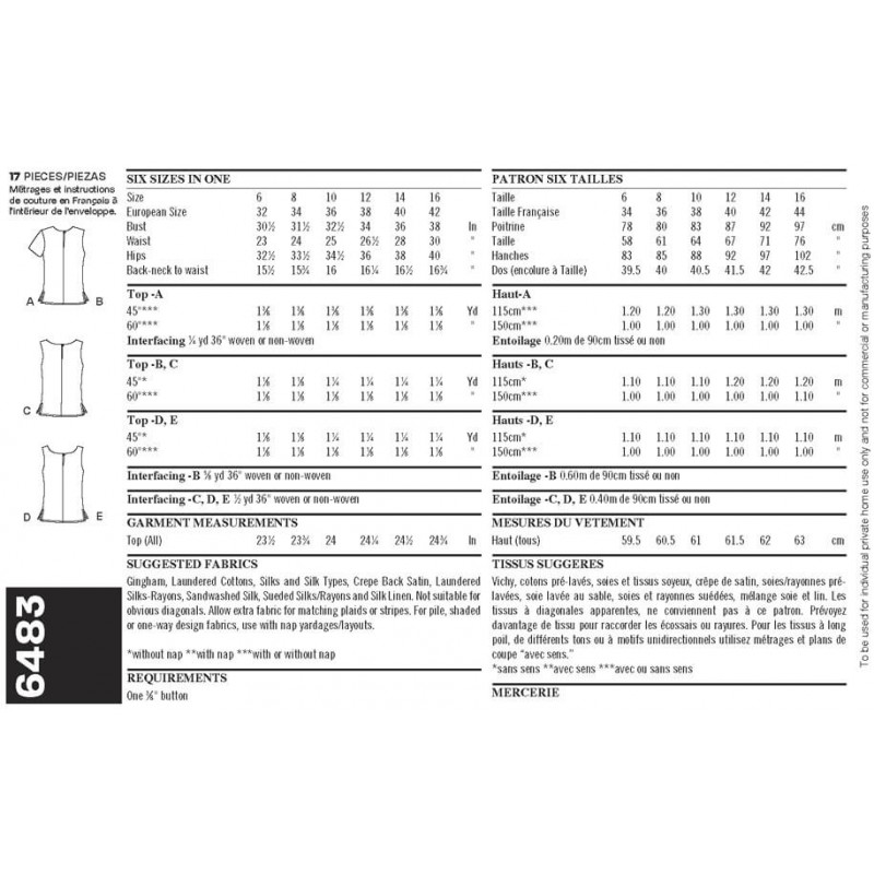 New Look Misses' Quick & Easy Sew Fitted Tops Sewing Pattern 6483