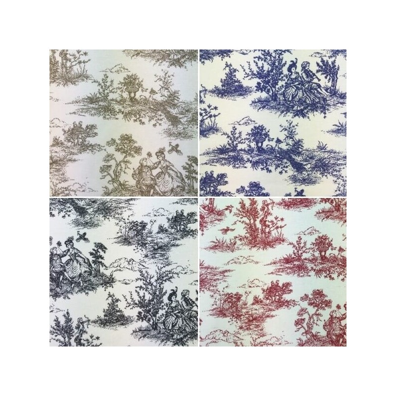 Cotton Rich Linen Look Fabric Toile Victorian Days Upholstery 140cm Wide