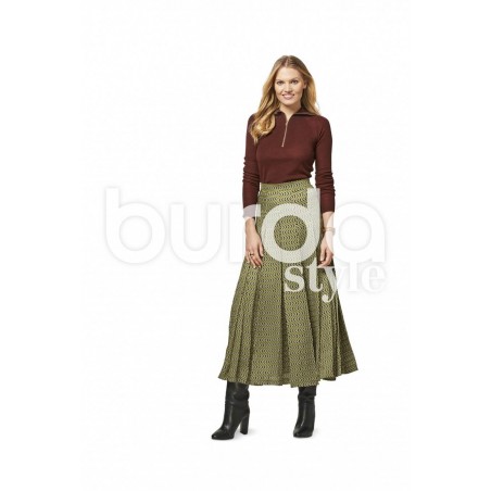 Burda Sewing Pattern 6466 Style Women's Pleated Skirt with Waistban...