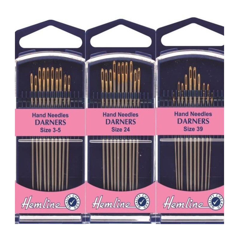 Hemline Premium Darners Hand Gold Eye Sewing Needles In Various Sizes