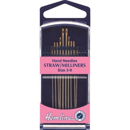Hemline Premium Straw/Milliners Gold Eye Hand Sewing Needles Size 3-9