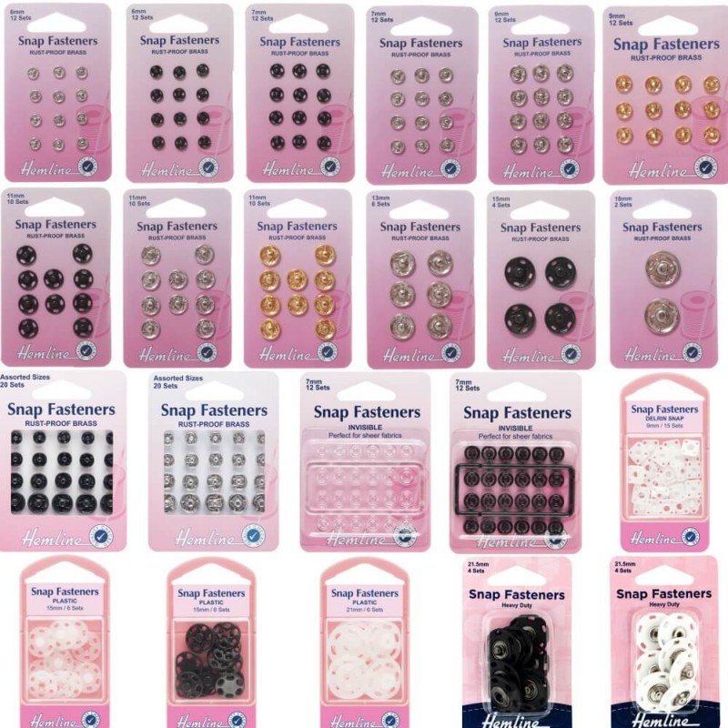 Hemline Sew On Snap Press Stud Fasteners Metal or Plastic