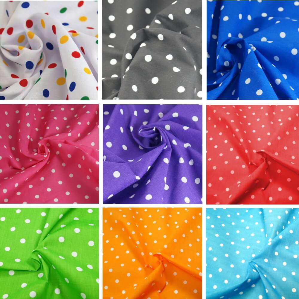 Polycotton Fabric 5mm Pastel Polka Dots Spots Spotty Spot